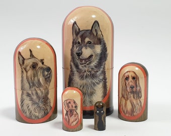 Dog Nesting Dolls Animal Toys Matryoshka Gift 5pcs Height 11 | Etsy