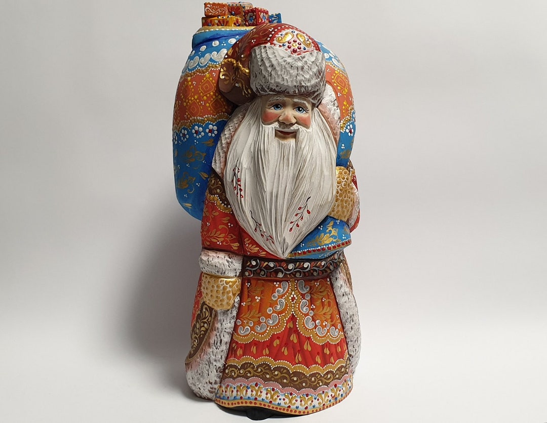 Figurine Carved Wooden Santa Ded Moroz Height 31 Cm / 12 Inch - Etsy