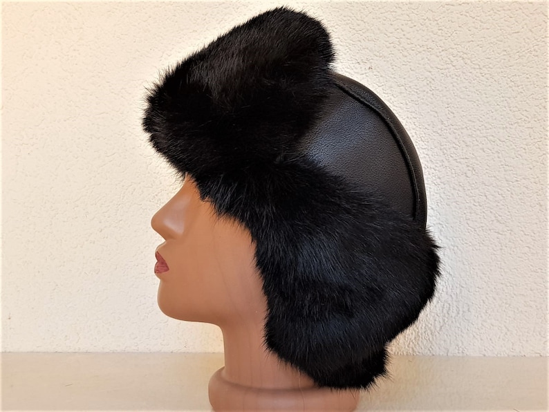 Winter Hat Rabbit and Genuine Leather Natural Rabbit Fur - Etsy