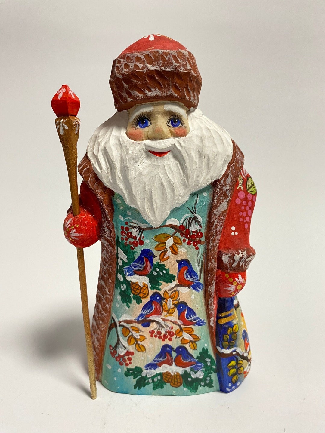 Figurine Carved Wooden Santa Ded Moroz Height 17.5cm / 7 Inch) - Etsy