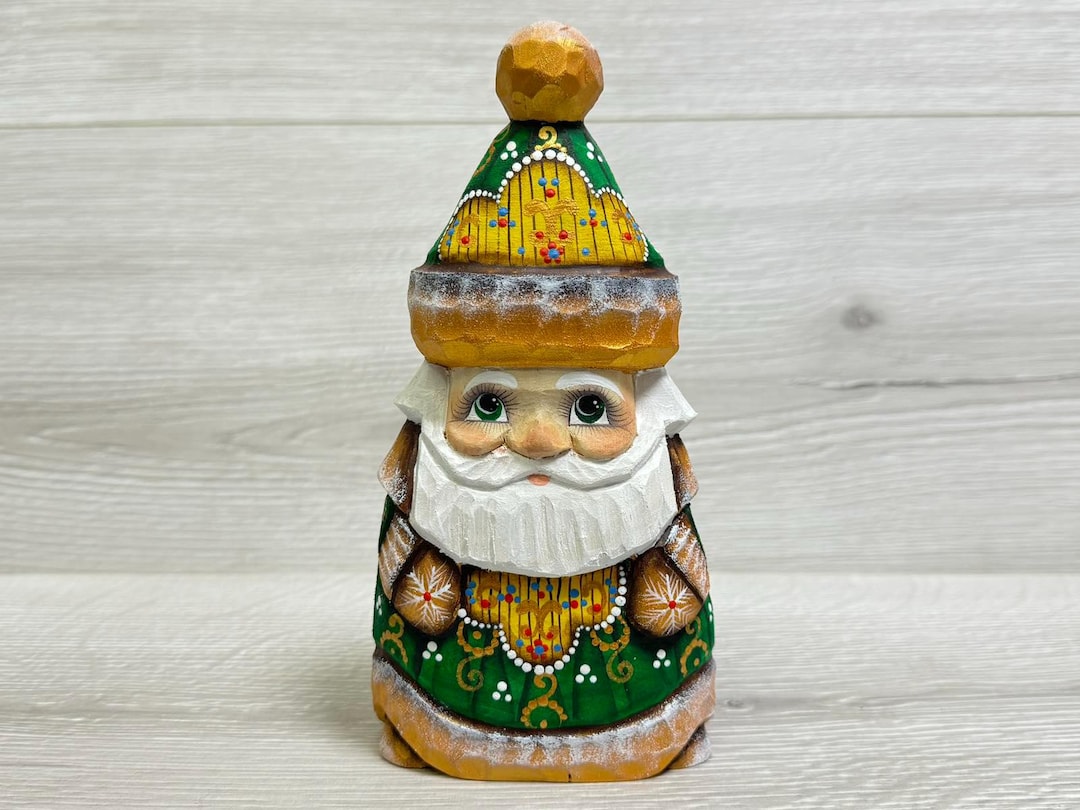 Figurine Carved Wooden Santa St Nicholas Russian Ded Moroz Height 18cm ...