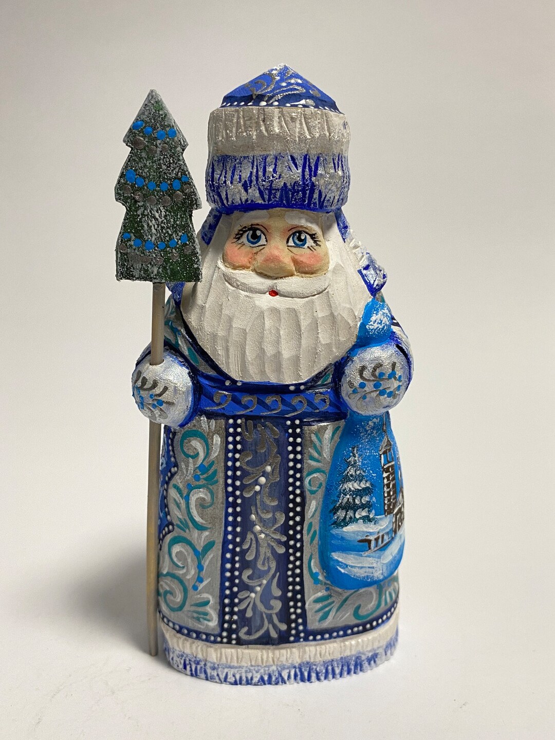 Figurine Carved Wooden Santa Ded Moroz Height 15.cm/6; Inch - Etsy