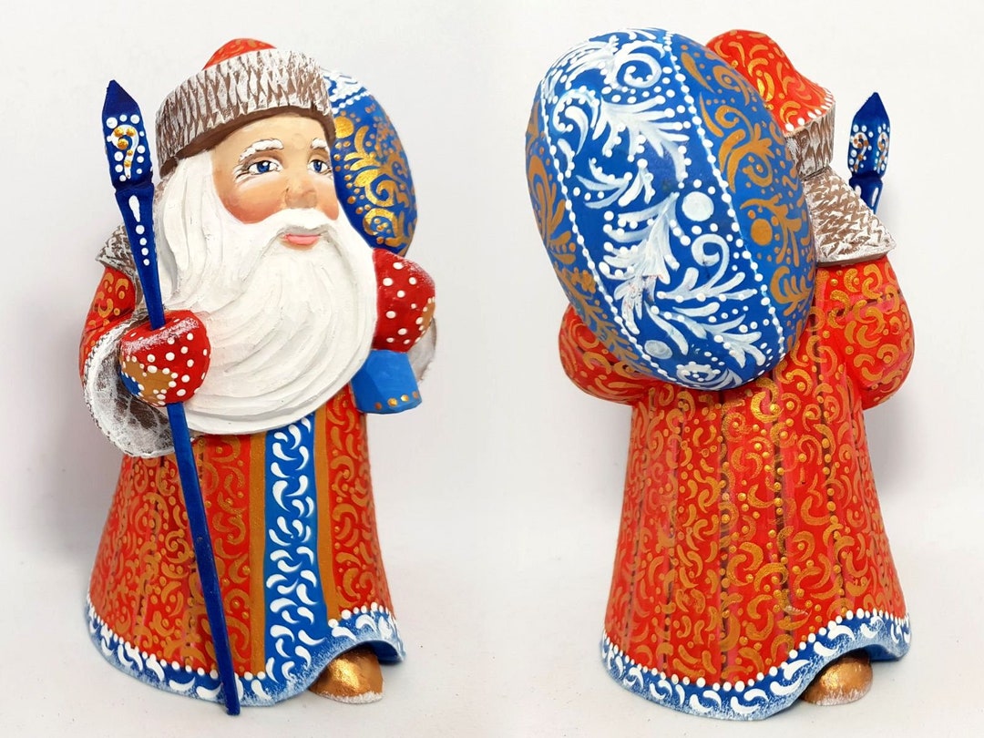 Figurine Carved Wooden Santa Ded Moroz Height 14cm /5.5 Inch - Etsy