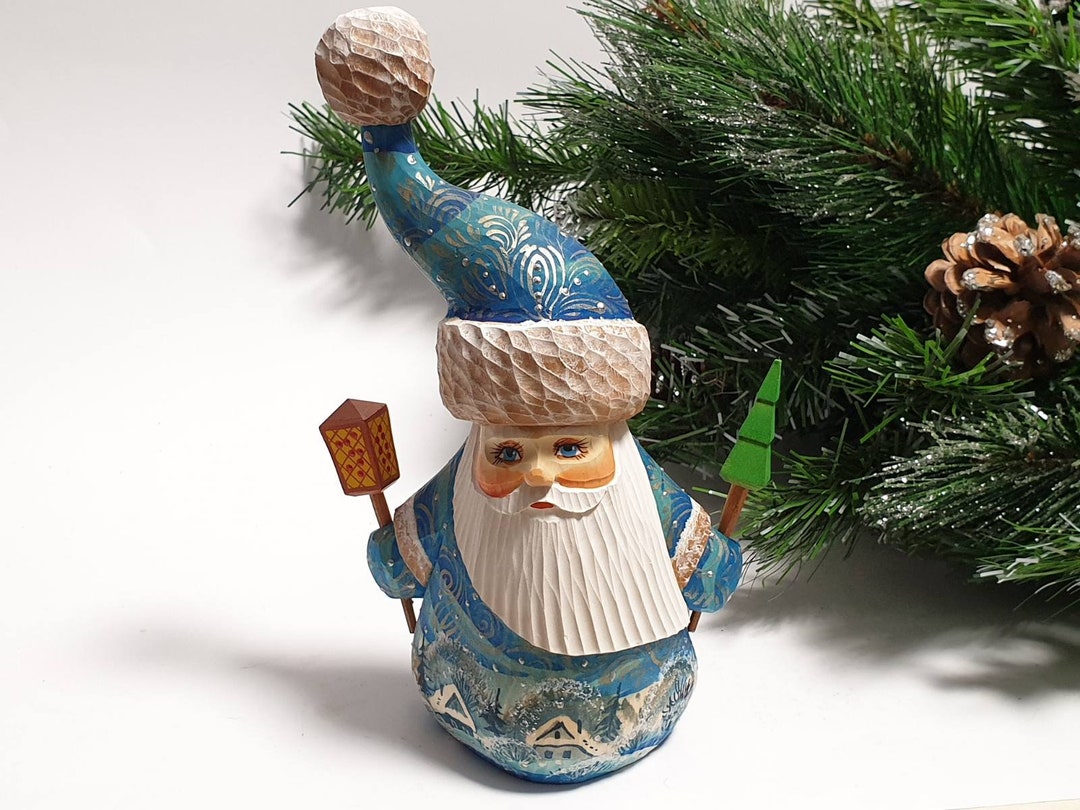 Figurine Carved Wooden Santa Ded Moroz Height 19.5cm /7.7 Inch - Etsy