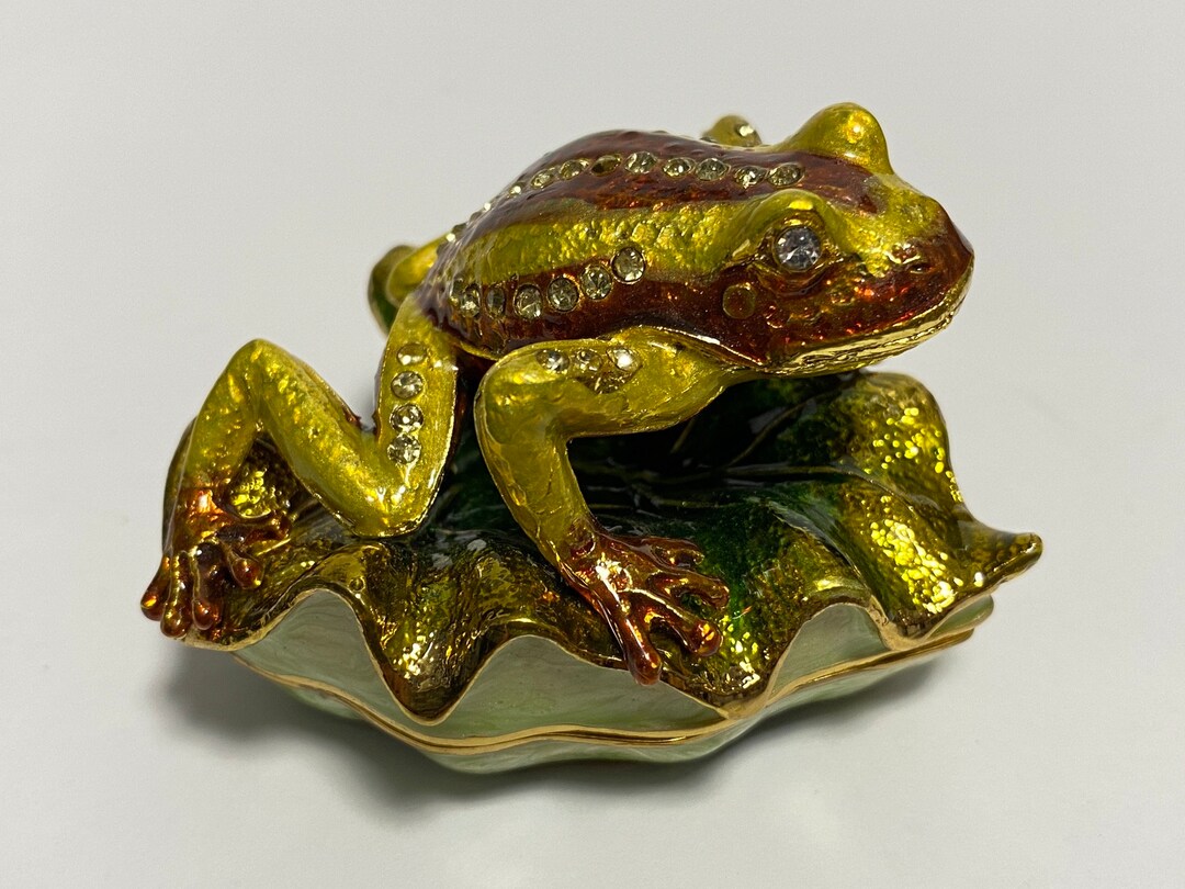 Faberge Style Animal Figure Frog Swarovski Stones Decor Home Ringbox ...