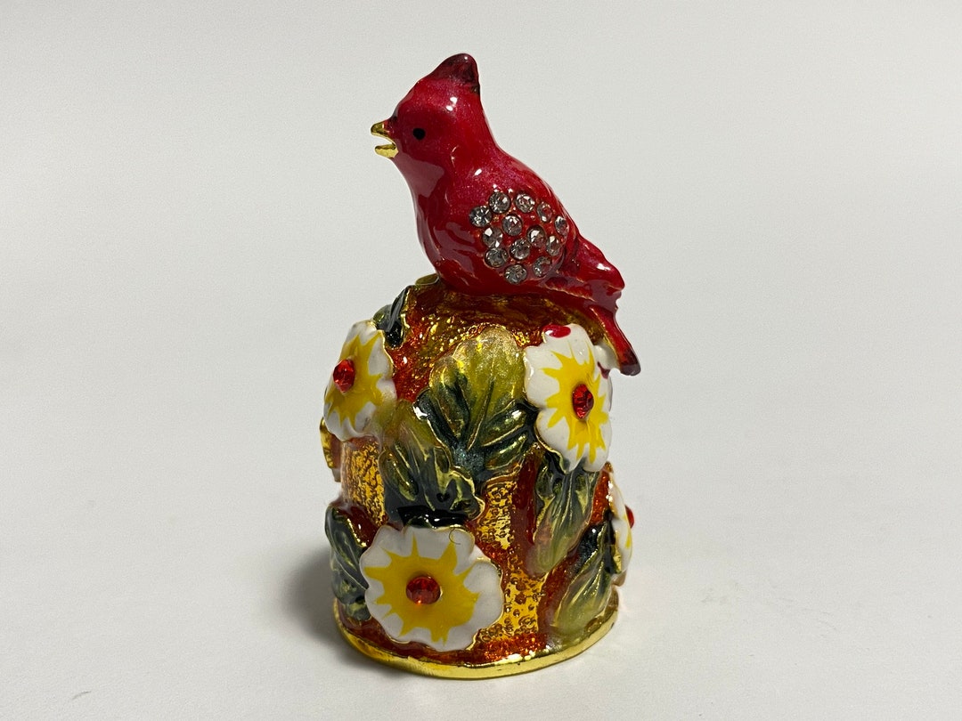 Faberge-style Thimble. Metal Thimble With Swarovski Crystals Figurine ...