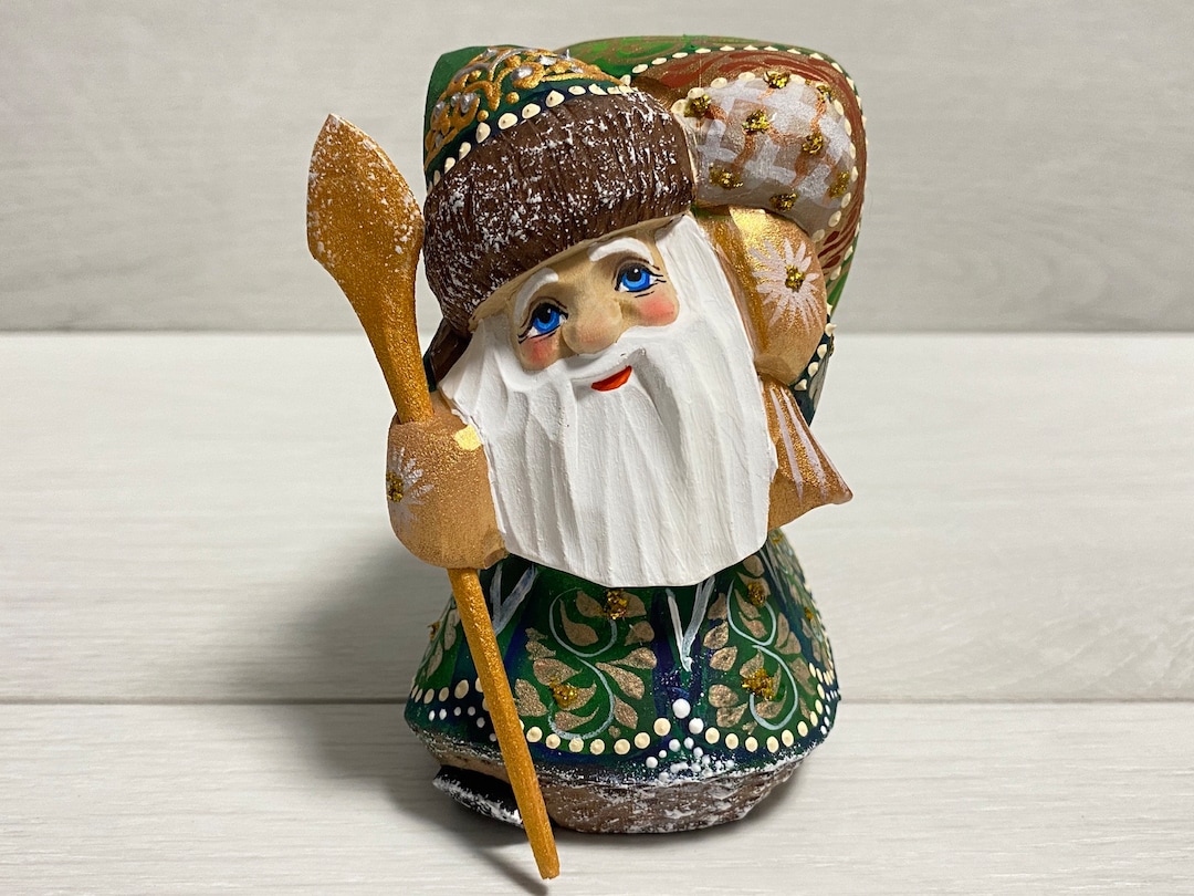 Figurine Carved Wooden Santa Ded Moroz Height 11cm /4.3 Inch ...