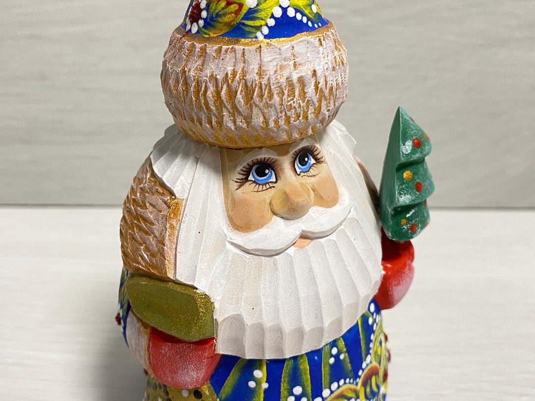 Figurine Carved Wooden Santa St Nicholas Russian Ded Moroz - Etsy