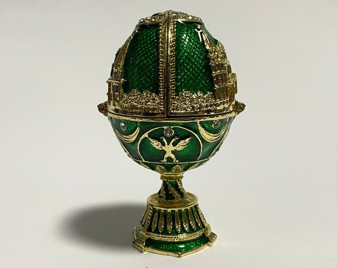 Large Faberge Egg Jewelry Box With Carriage Trinket Box Enamel With ...
