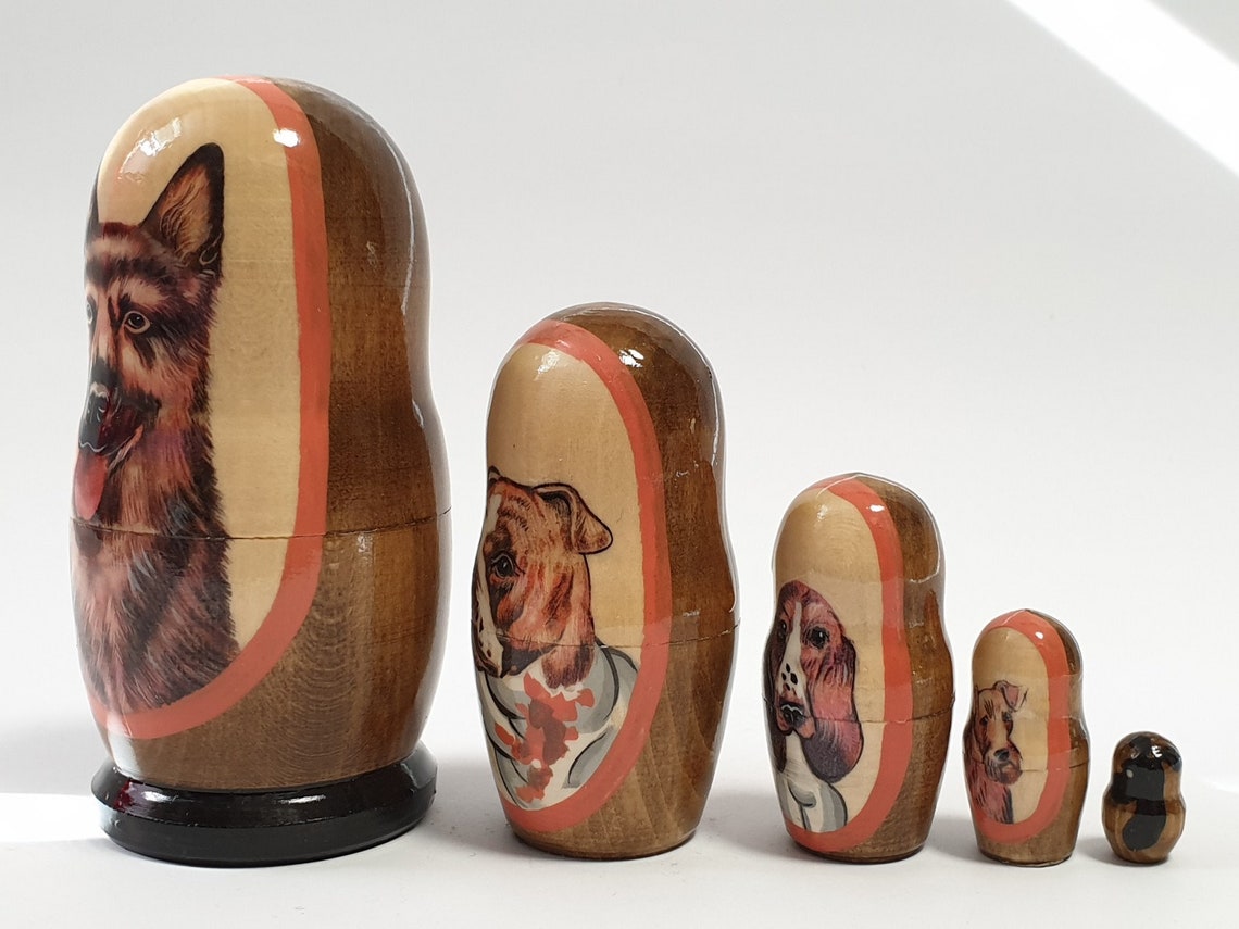 Dog Nesting Dolls Animal Toys Matryoshka Gift 5pcs Height 11 - Etsy