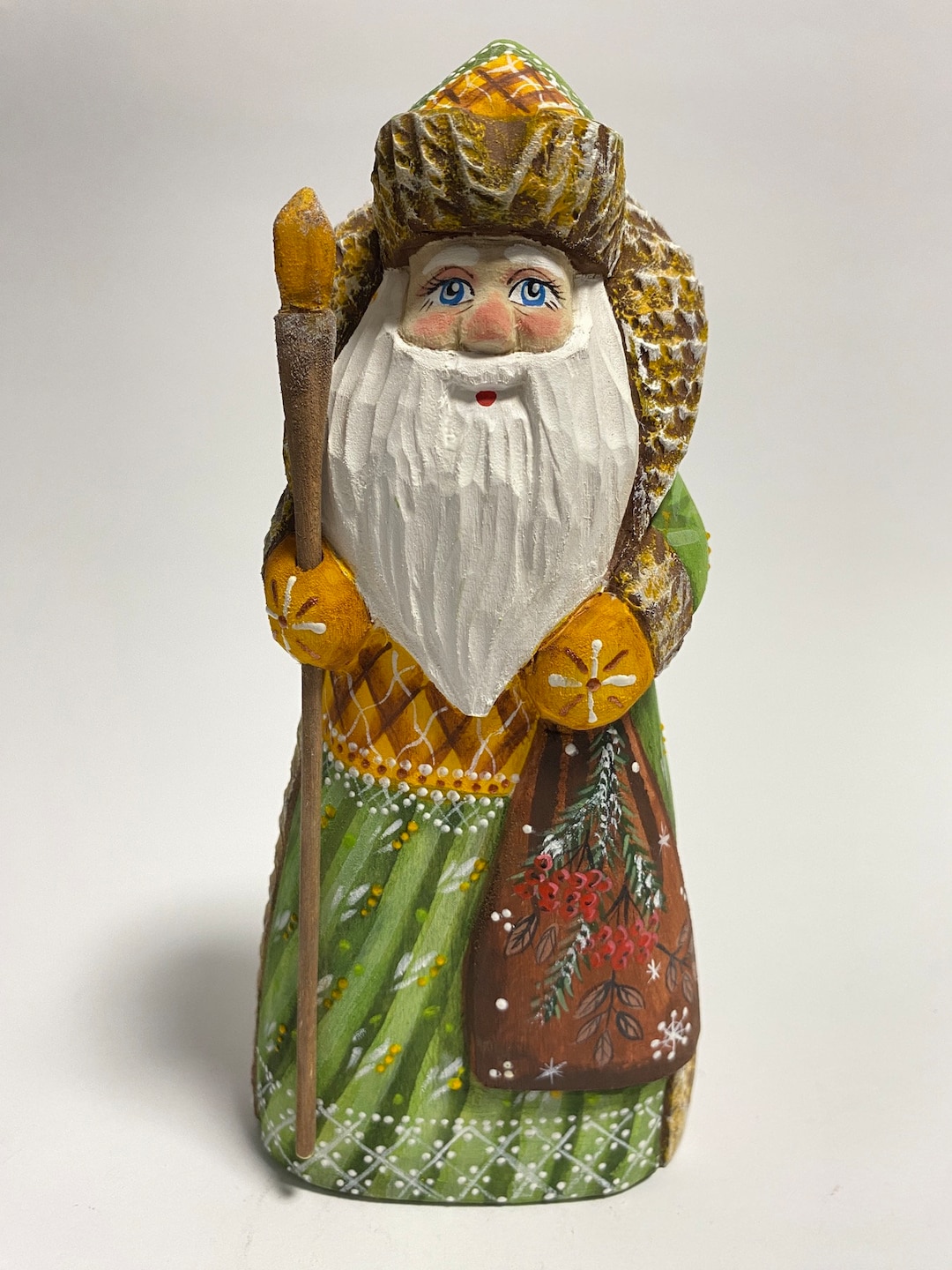Figurine Carved Wooden Santa Ded Moroz Height 19cm / 7.6 Inch - Etsy