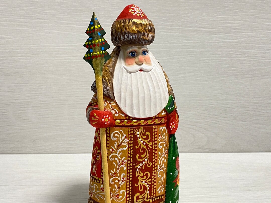 Figurine Carved Wooden Santa Ded Moroz Height 19cm /7.5 Inch - Etsy