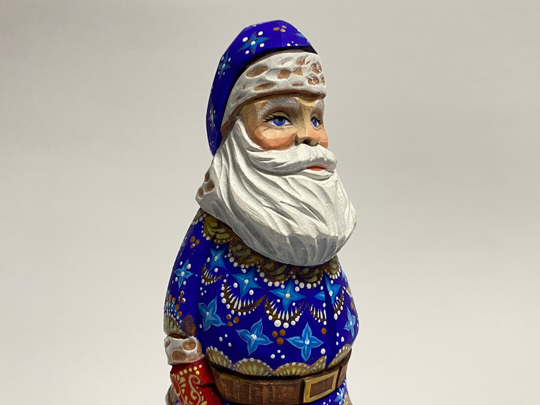 Figurine Carved Wooden Santa Ded Moroz Height 18cm /7 Inch Grandfather ...
