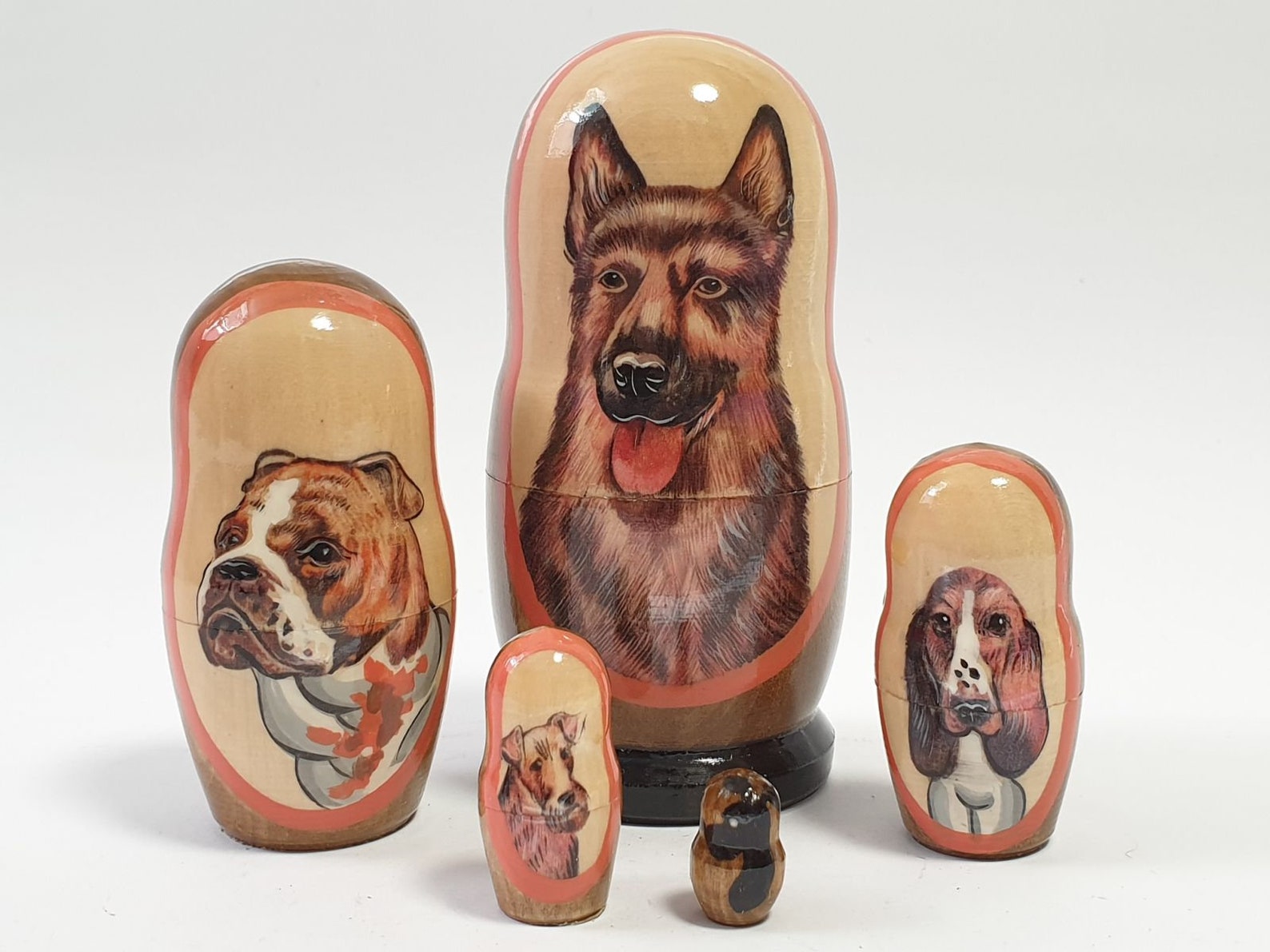 Dog Nesting Dolls Animal Toys Matryoshka Gift 5pcs Height 11 - Etsy