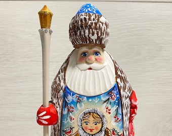 Figurine Carved Wooden Santa Ded Moroz Height 19cm / 7.6 Inch - Etsy