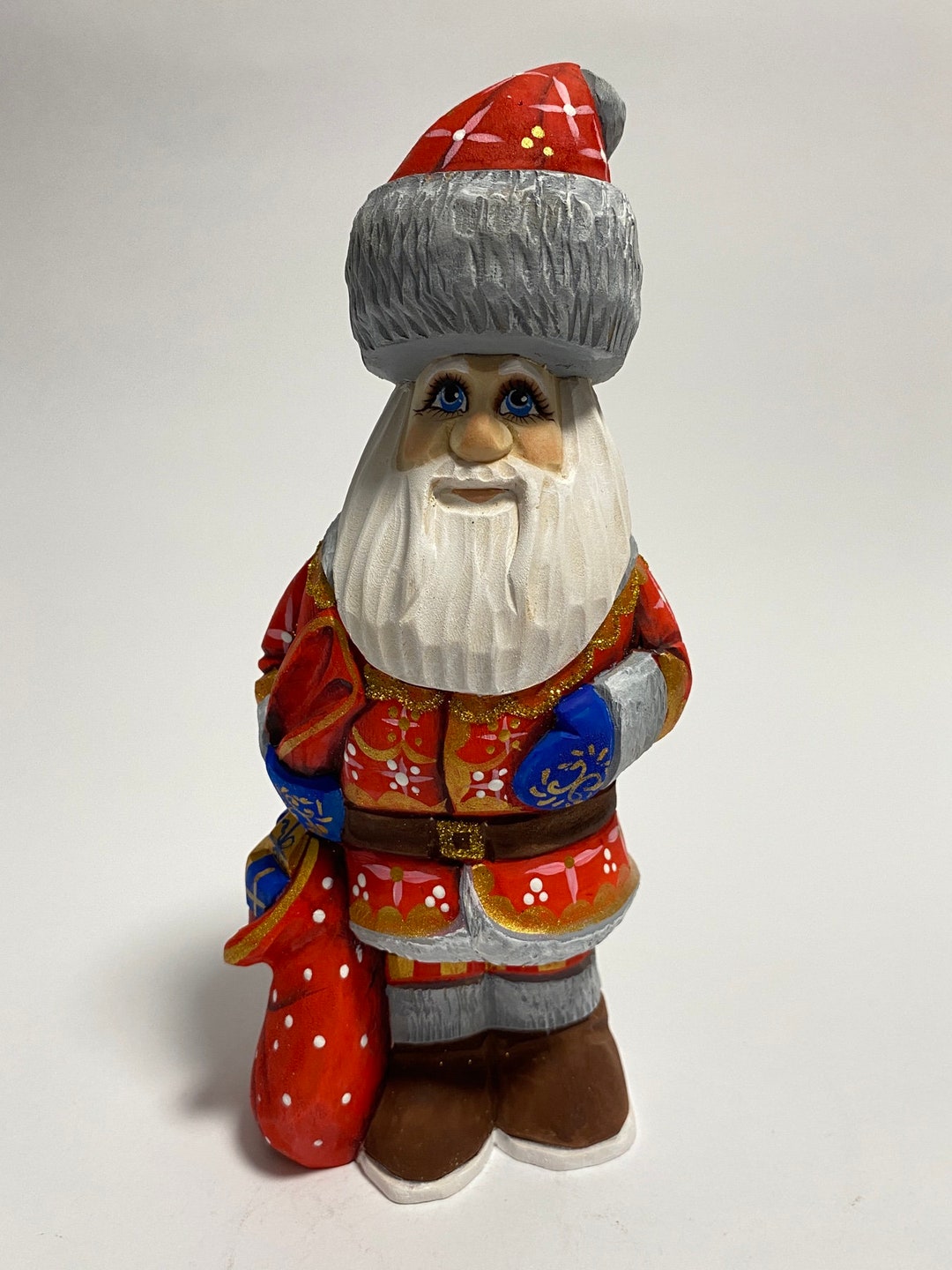 Figurine Carved Wooden Santa Ded Moroz Height 19cm / 7.6 Inch) - Etsy