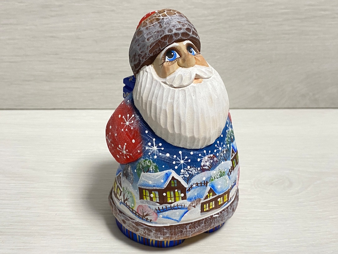 Figurine Carved Wooden Santa St Nicholas Russian Ded Moroz - Etsy