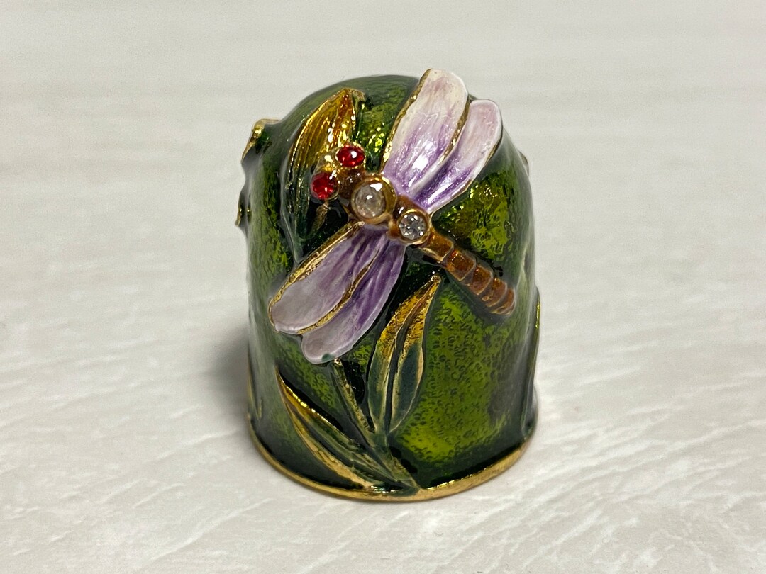 Faberge-style Thimble. Metal Thimble With Swarovski Crystals Dragonfly ...