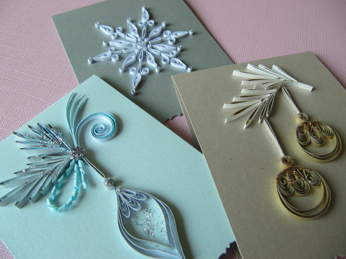 Set of 3 Christmas Handmade Mini Greeting Cards, Christmas Mini Gift ...