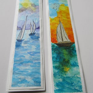 Original Watercolor Bookmarks Hand Painted, Set of 2 Seascape Aquarelle ...