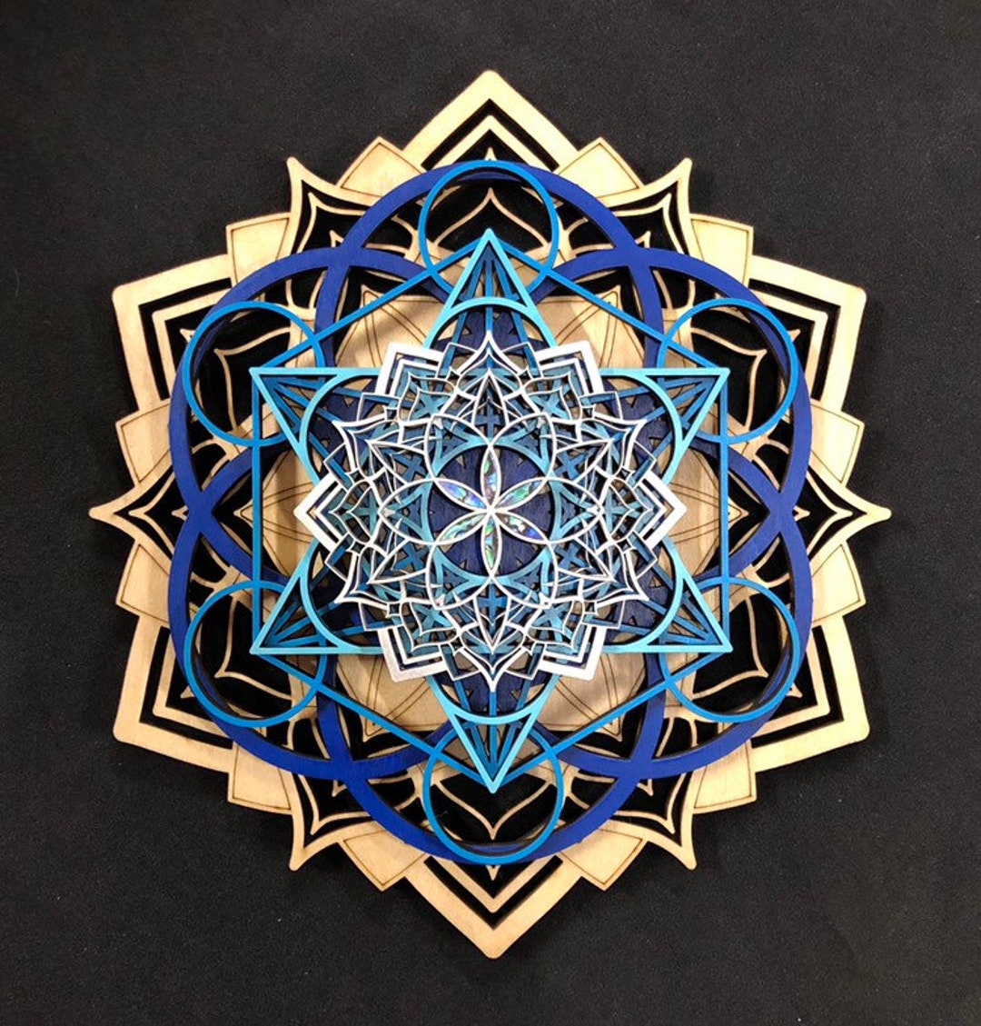Lotus Mandala Wall Art, Seed of Life, Metatron's Cube, Alabone Inlays ...