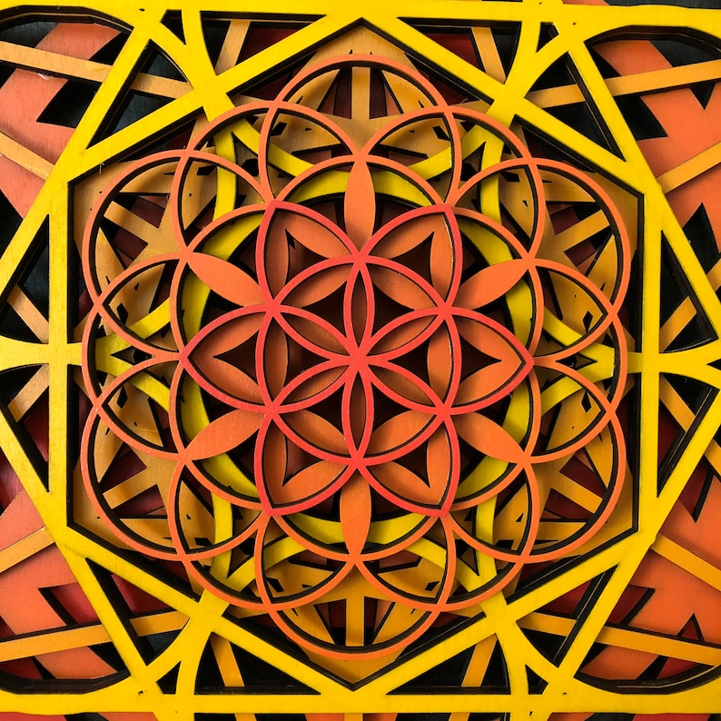 Sacral Cube Mandala 12" - Metatron's Cube, Sacred Geometry, Flower of ...