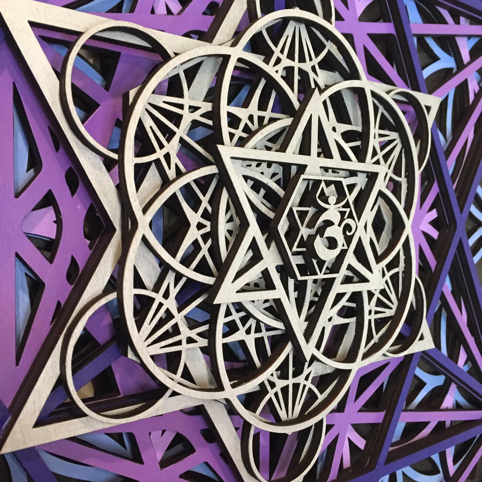The Om Mandala V2.1 - Metatron's Cube, Blue to Purple Fade - Sacred ...