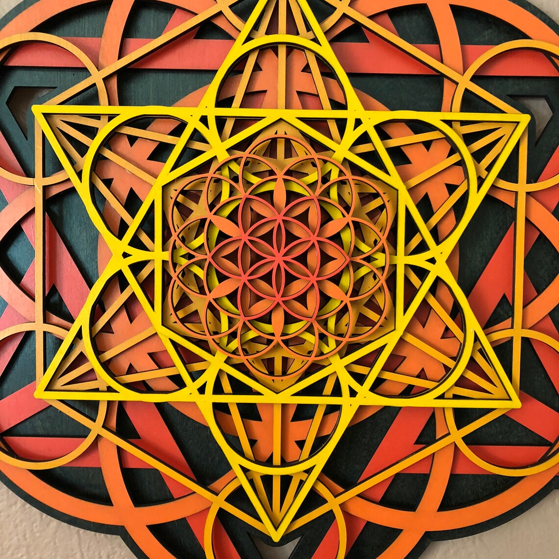 Sacral Cube Mandala 12" - Metatron's Cube, Sacred Geometry, Flower of ...