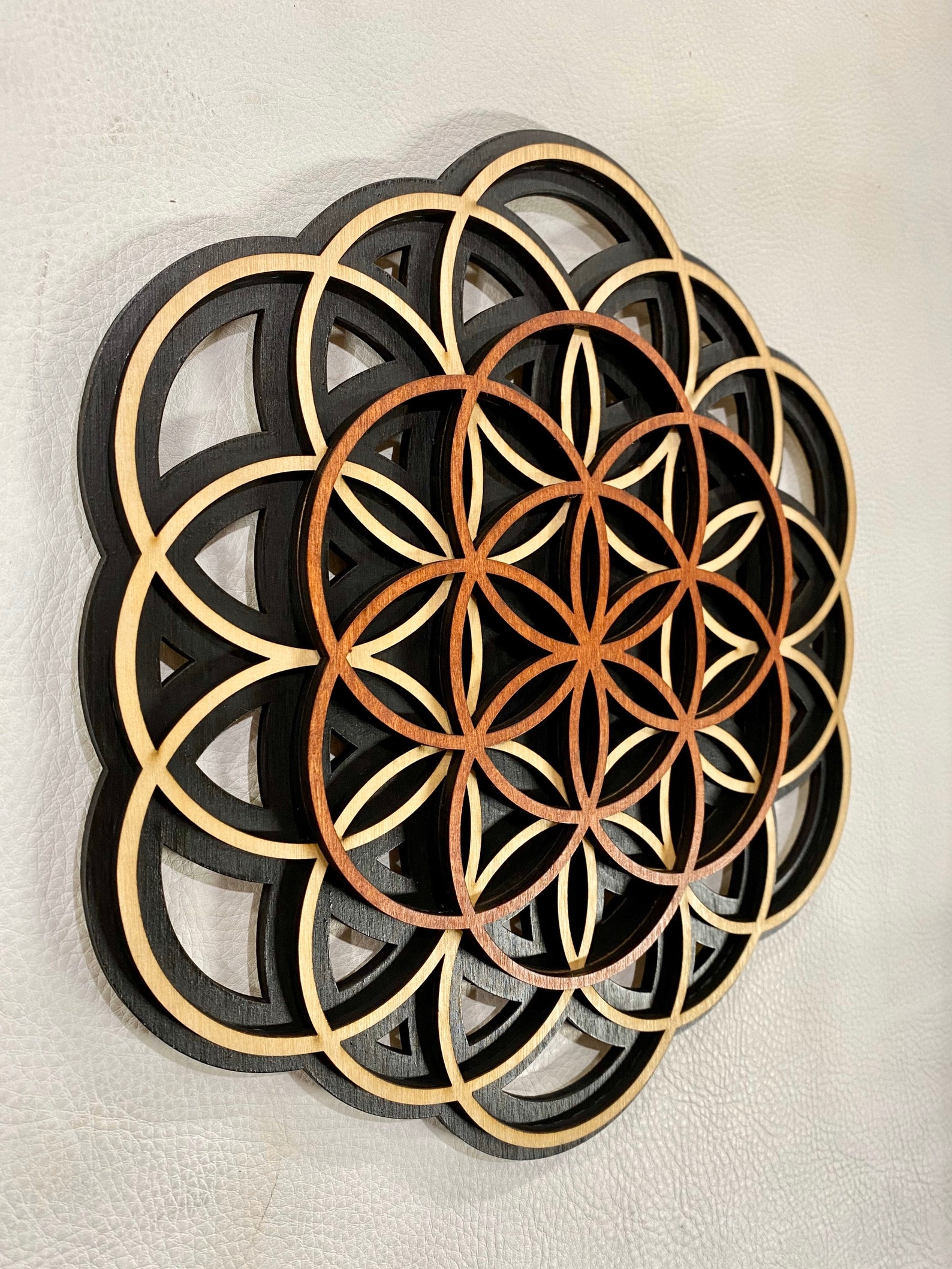 Flower of Life and Seed of Life 12 Red and Natural - Etsy