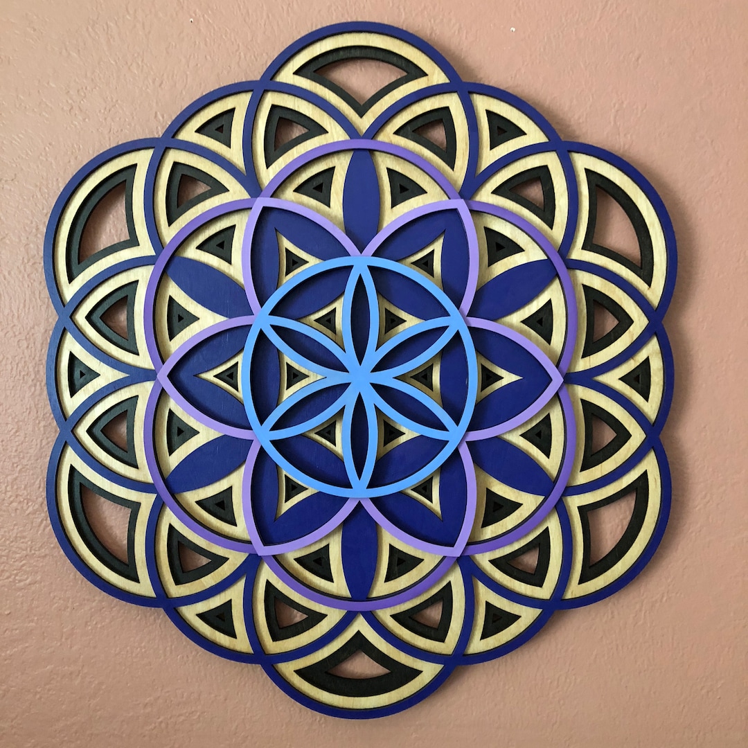 Flower of Life Mandala Wall Art 24" - Sacred Geometry - Multi-layered ...