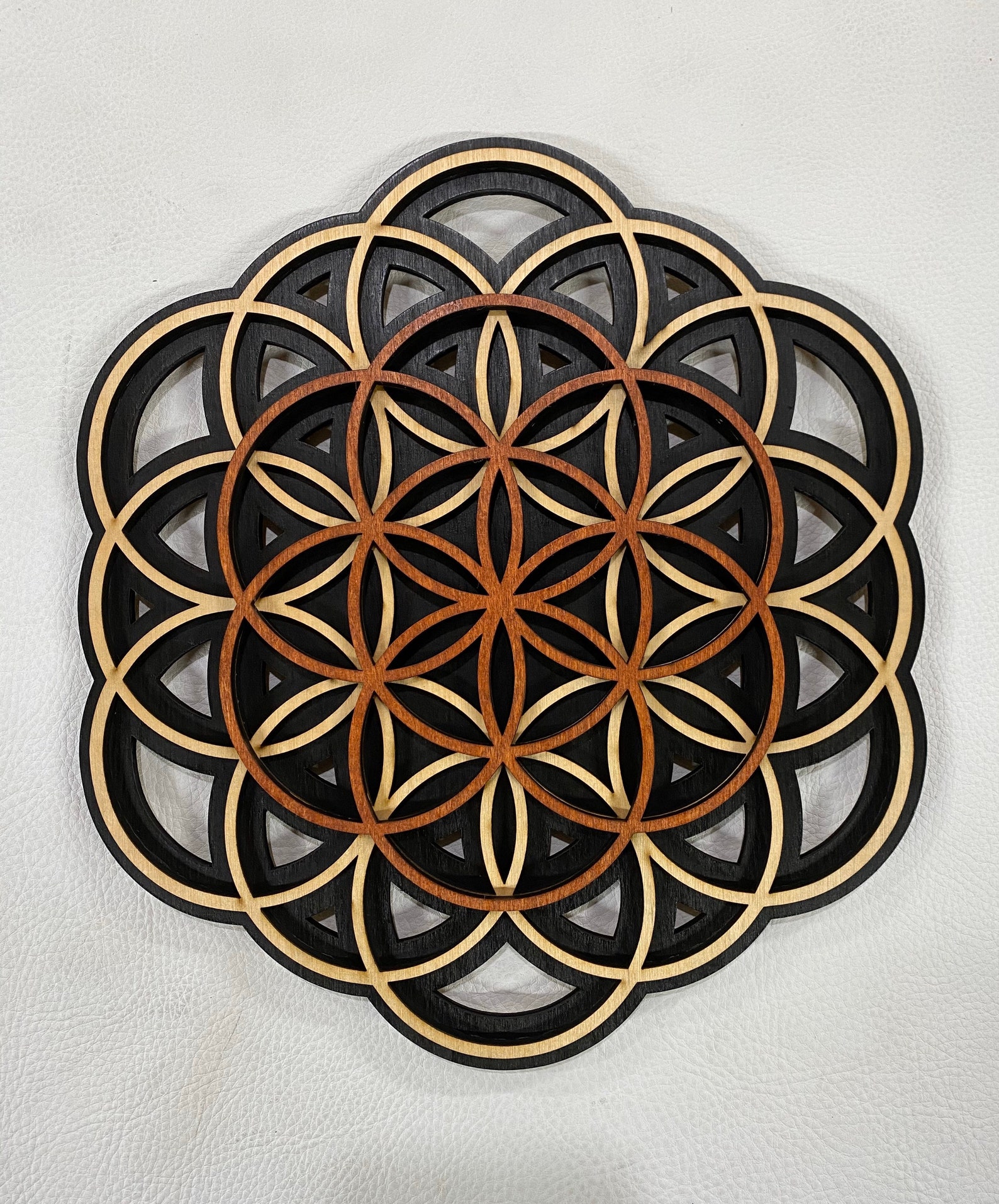 Flower of Life and Seed of Life 12 Red and Natural - Etsy