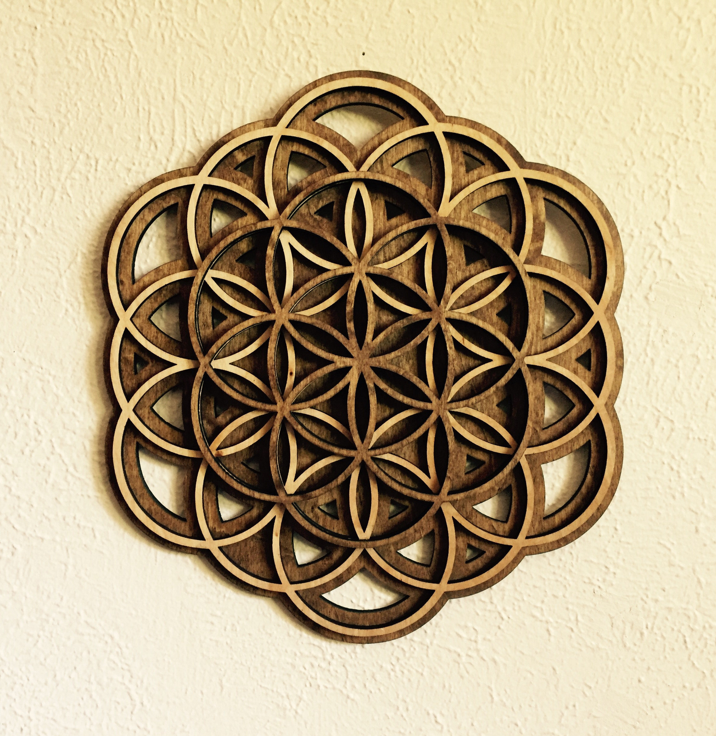 Flower of Life and Seed of Life 12" - Brown and Natural With a Brown ...