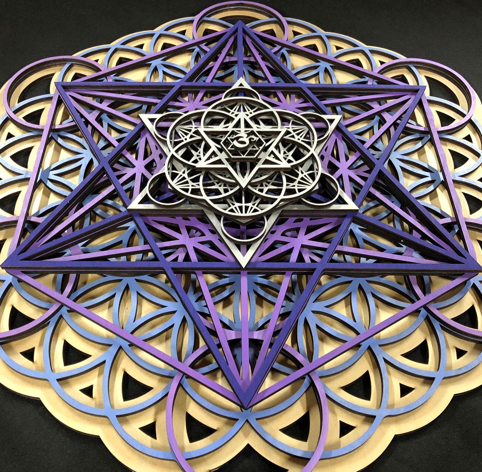 The Om Mandala V2.1 - Metatron's Cube, Blue to Purple Fade - Sacred ...
