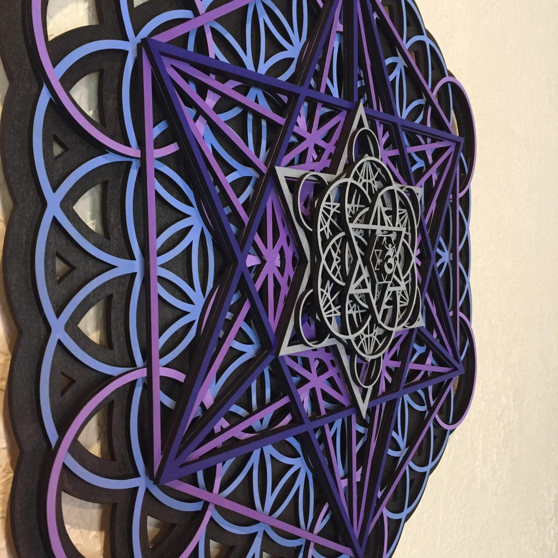 The Om Mandala V2.1 - Metatron's Cube, Blue to Purple Fade - Sacred ...