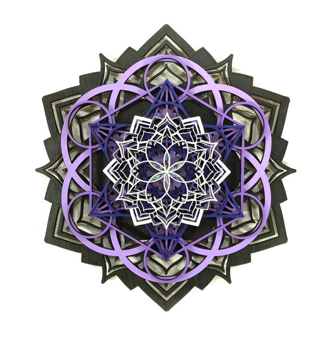Lotus Mandala V2 Wall Art 12" - Seed of Life, Metatron's Cube, Alabone ...