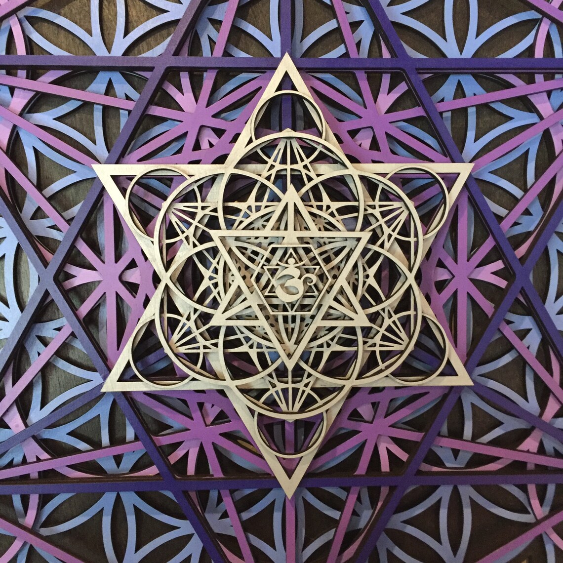 The Om Mandala V2.1 - Metatron's Cube, Blue to Purple Fade - Sacred ...