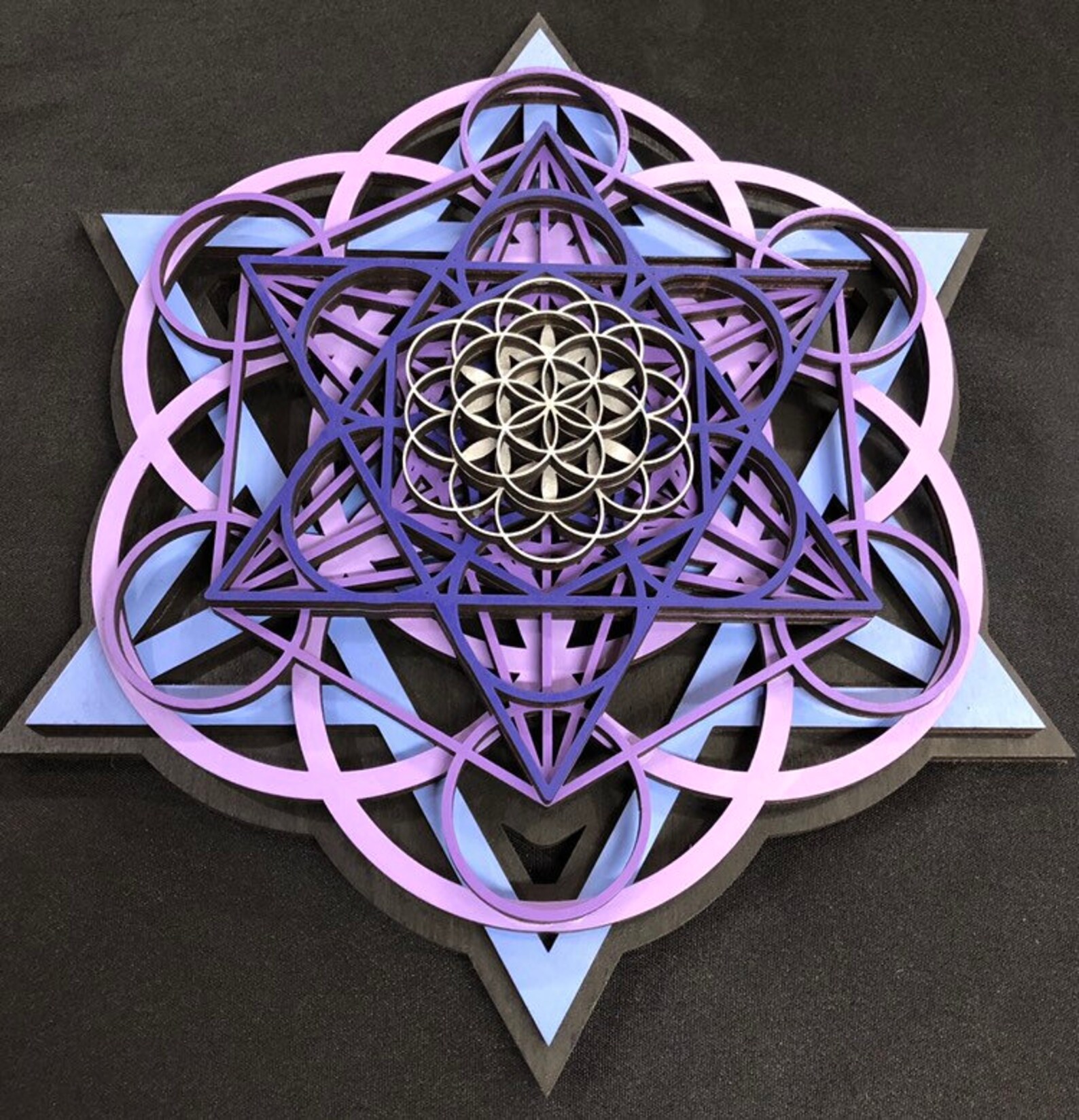 Sacred Cube Mandala 22.22" - Metatron's Cube, Sacred Geometry, Flower ...