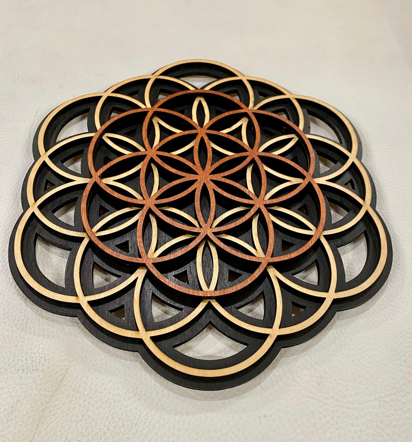 Flower of Life and Seed of Life 12 Red and Natural | Etsy