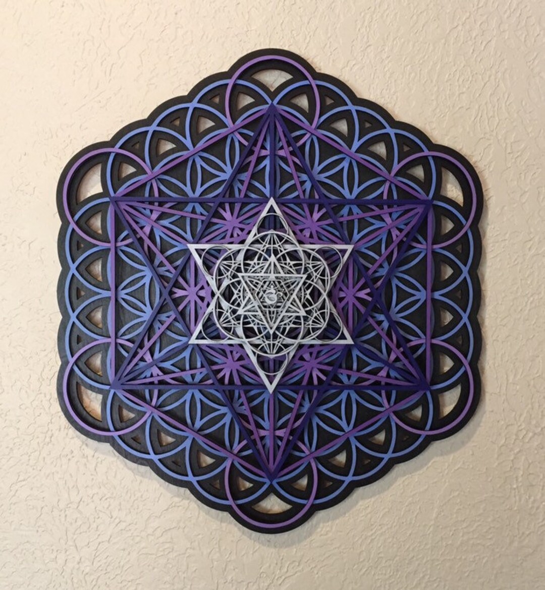 The Om Mandala V2.1 - Metatron's Cube, Blue to Purple Fade - Sacred ...