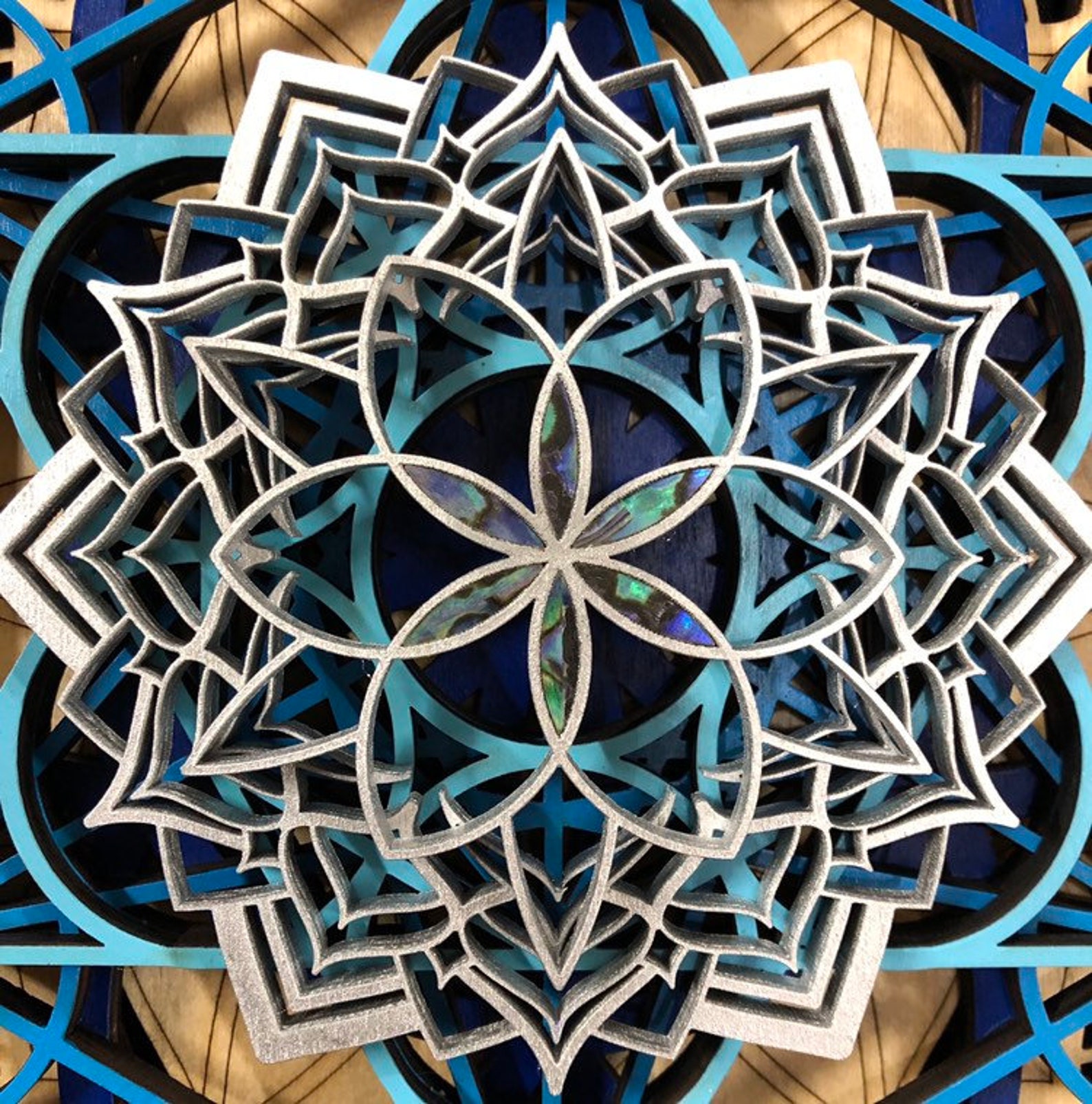 Lotus Mandala Wall Art, Seed of Life, Metatron's Cube, Alabone Inlays ...