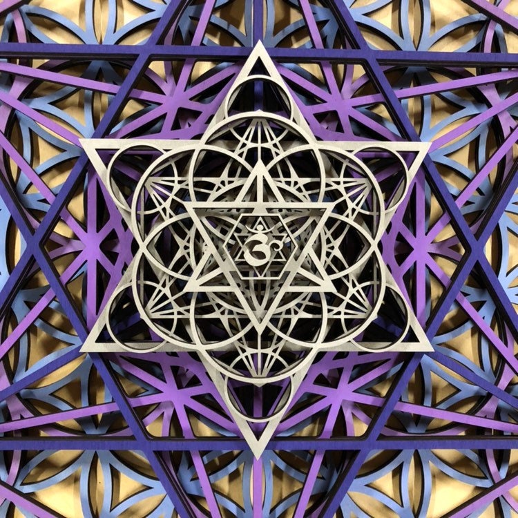 The Om Mandala V2.1 - Metatron's Cube, Blue to Purple Fade - Sacred ...