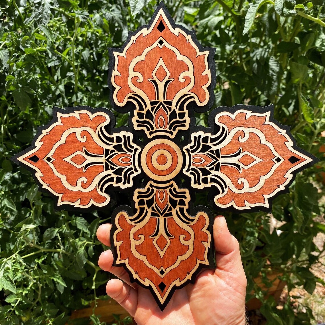 Double Vajra Double Dorje Wall Art 12 Red and Natural - Etsy