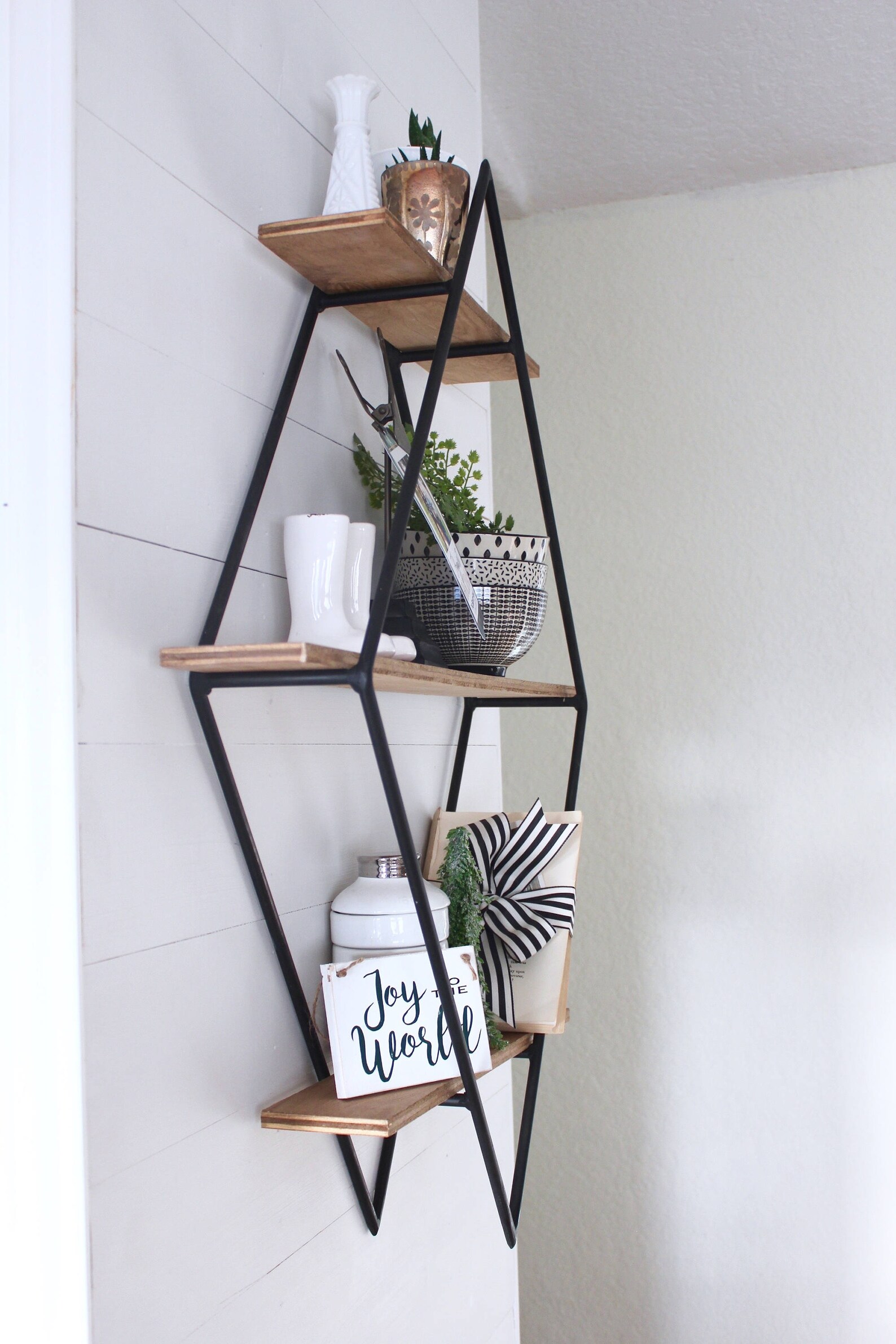 Diamond Book Shelf Metal & Wood Geometric Open Shelving - Etsy