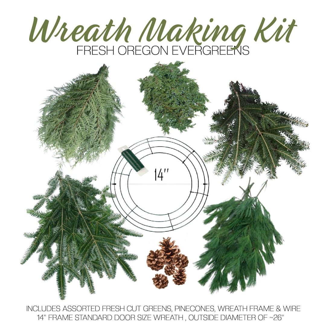 Wreath Making Kit | DIY | Mix of Fresh Cut Oregon Greenery | Christmas ...