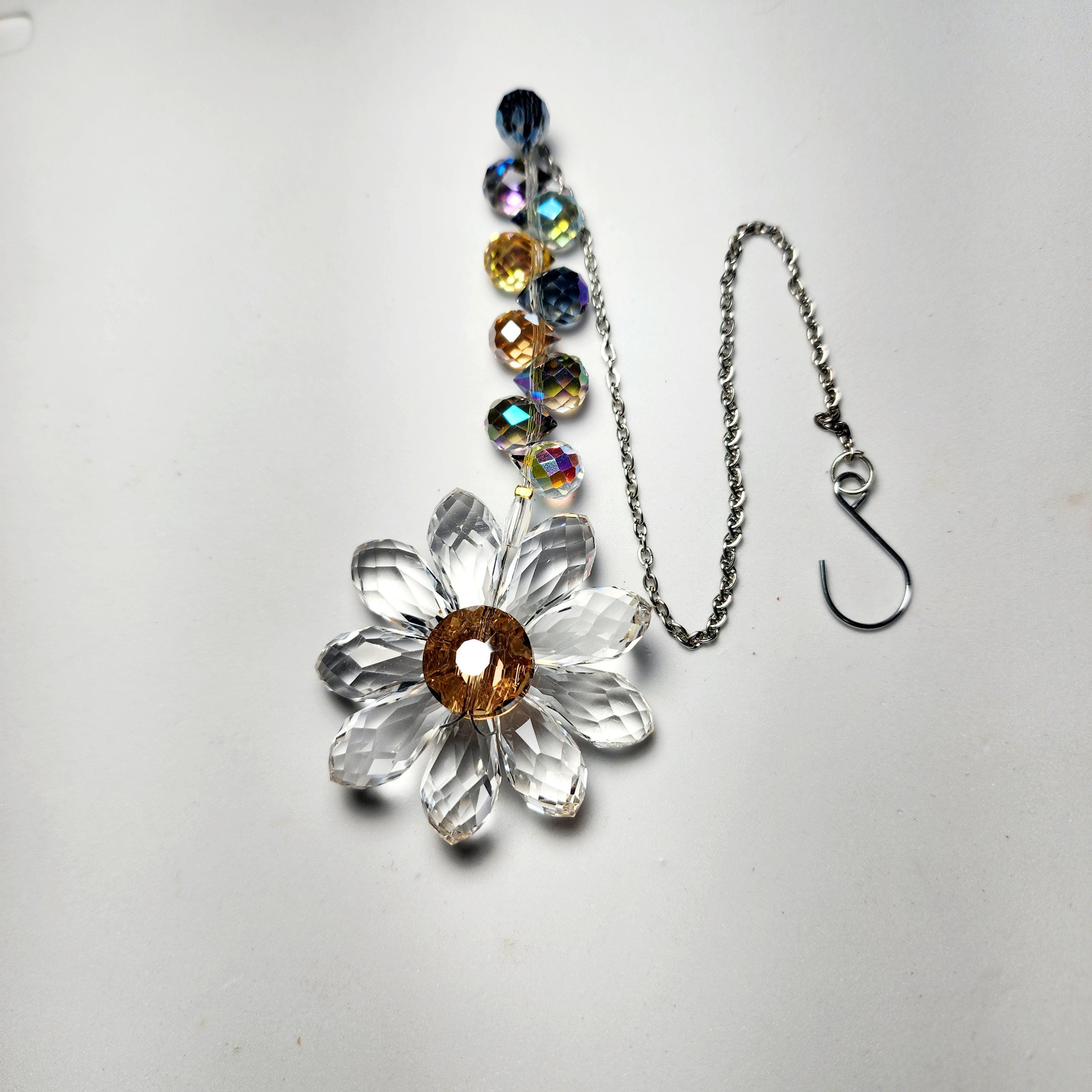 Dazzling Crystal Daisy Suncatcher - Handmade Light Catcher for Window ...