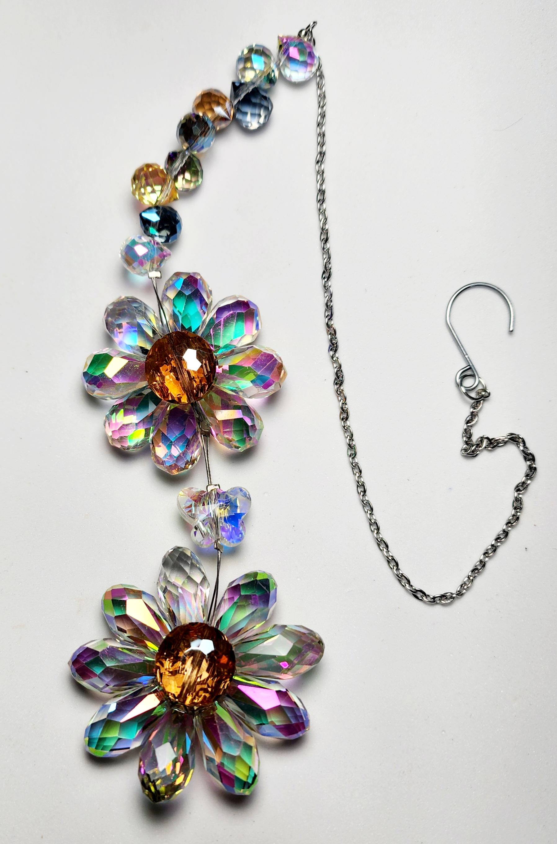 Dazzling Crystal Daisy Suncatcher - Handmade Light Catcher for Window ...