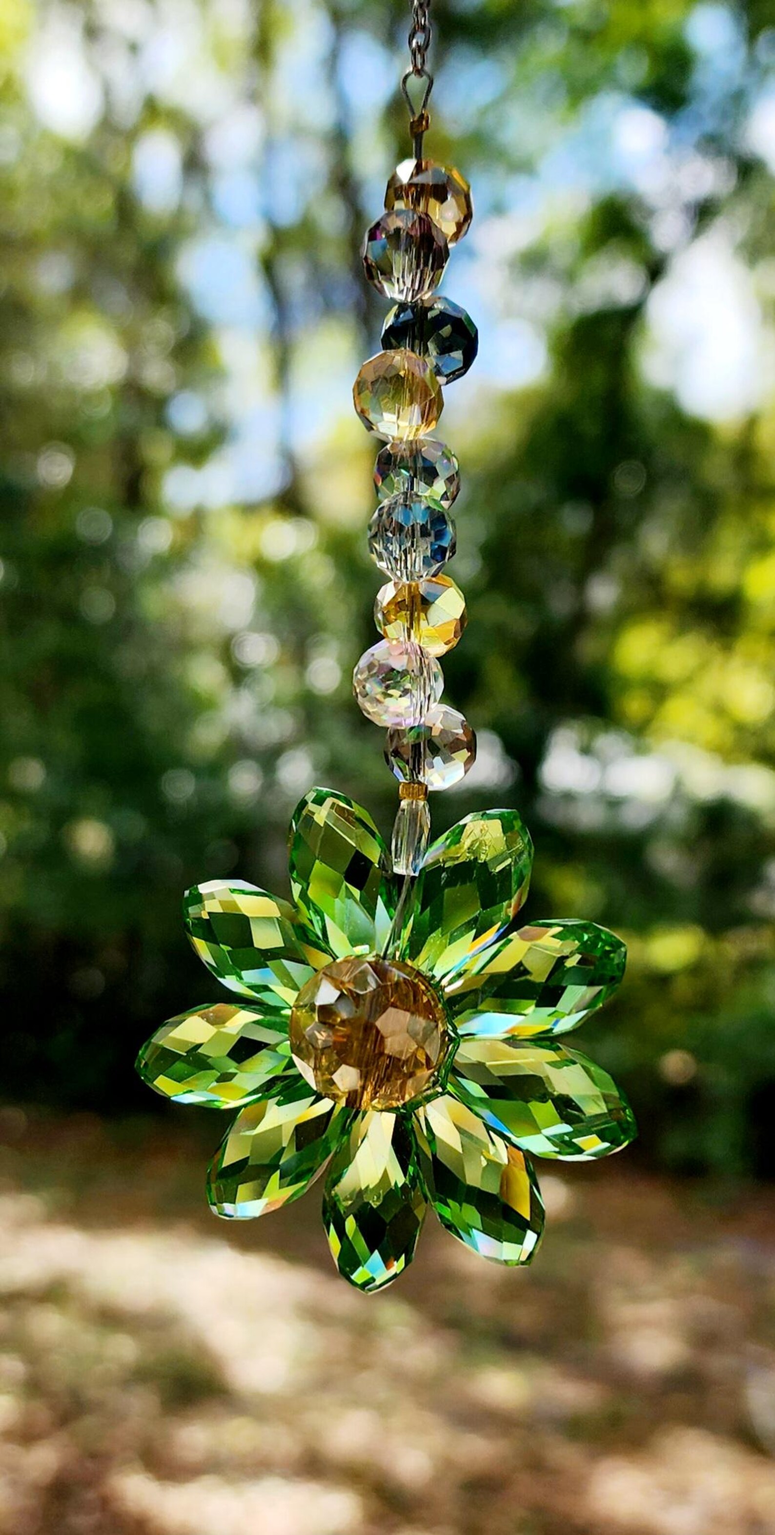 Dazzling Crystal Daisy Suncatcher - Handmade Light Catcher for Window ...