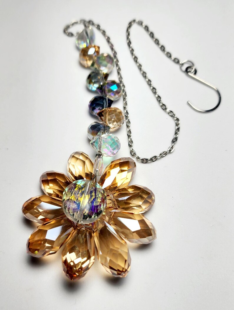 Dazzling Crystal Daisy Suncatcher - Handmade Light Catcher for Window ...