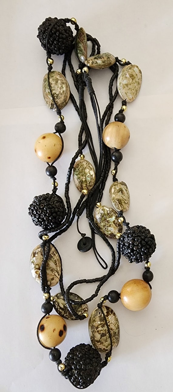 Vintage, African seeded, nut, long string necklace - Gem