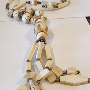 Vintage, India, Tribal, Carved Bovine Bone, Beaded, Necklace, Different ...